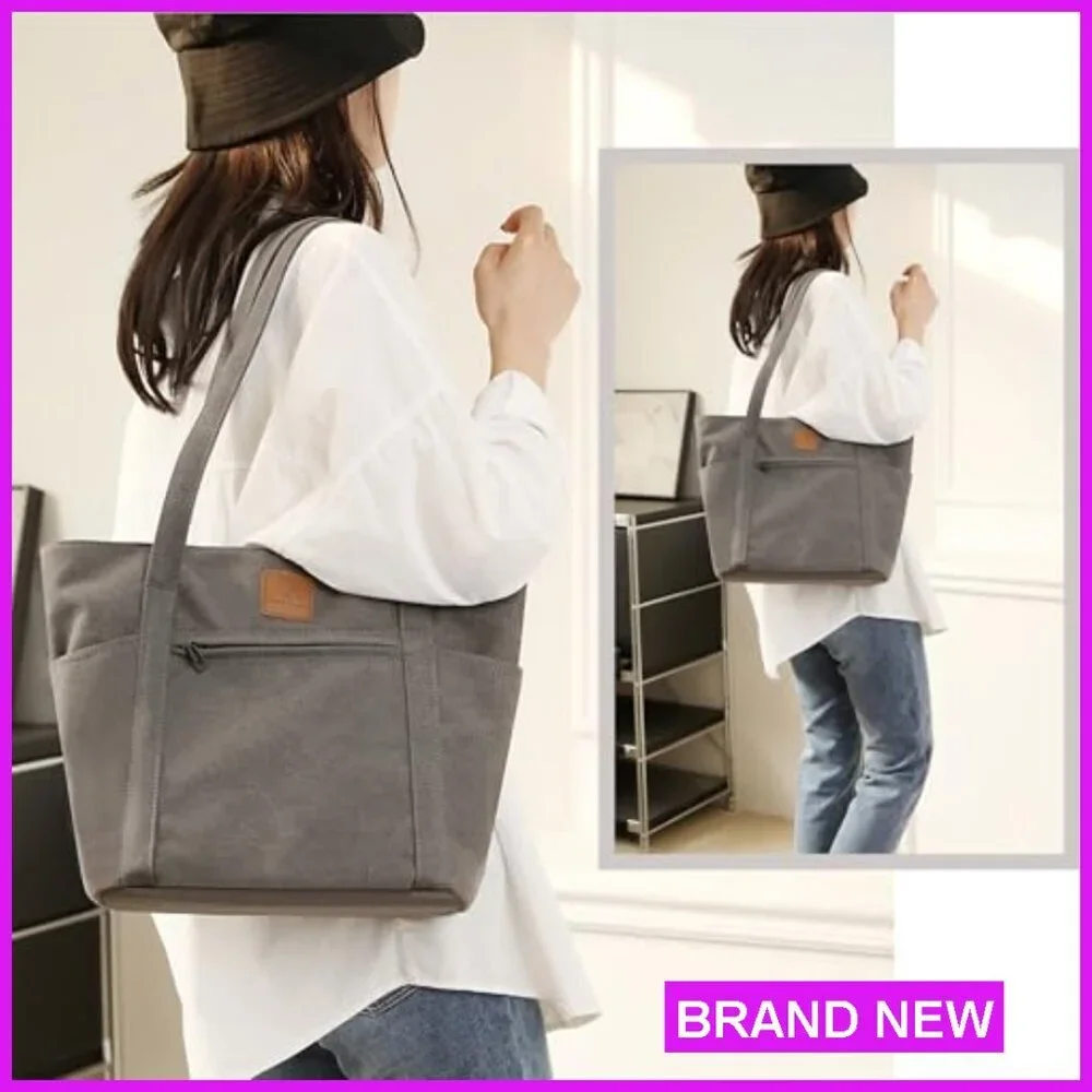 Bags | Retro Bucket Bag Heavy Duty Canvas Tote Multipocket Work ...